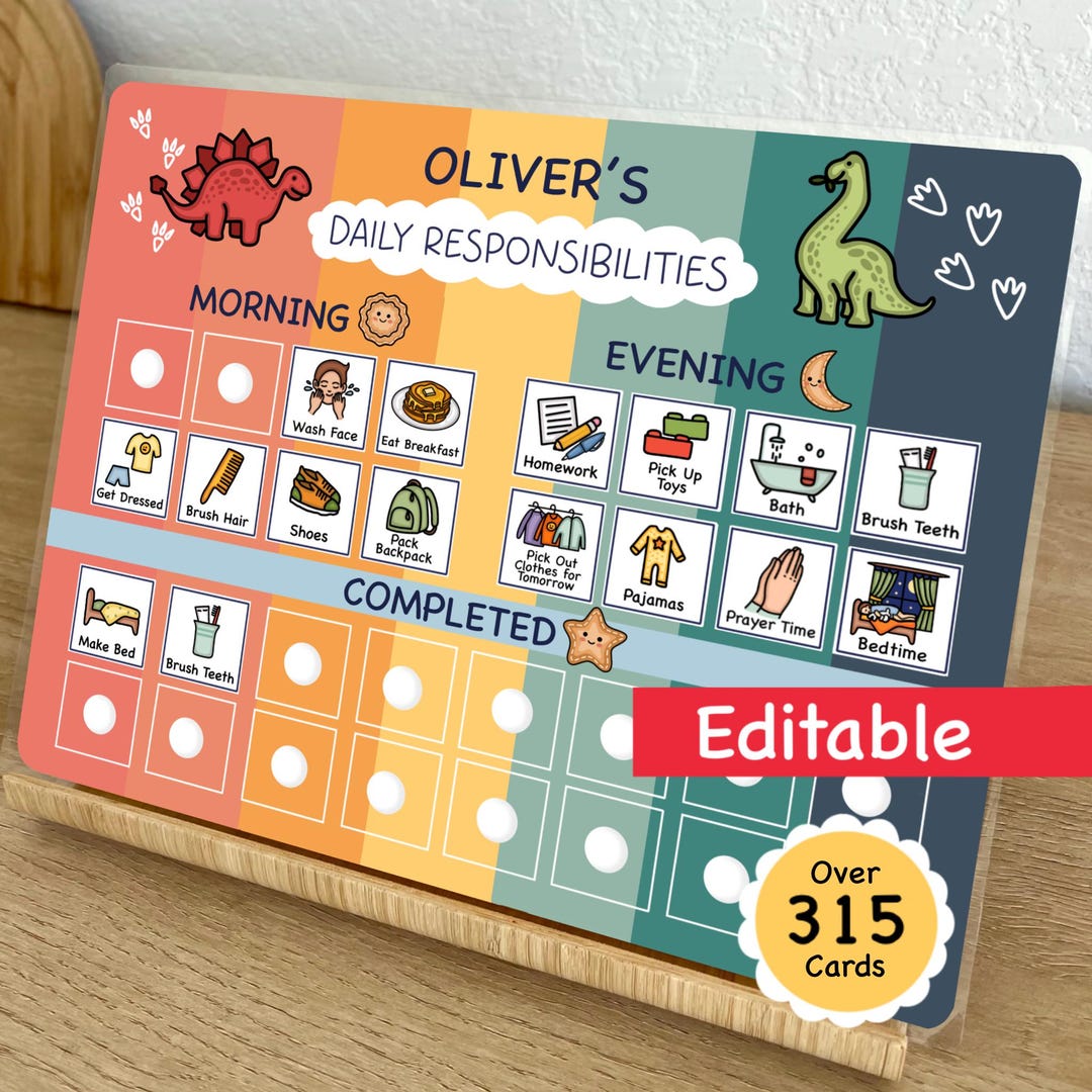Editable Daily Responsibilities Chore Chart for Kids (digital Download ...