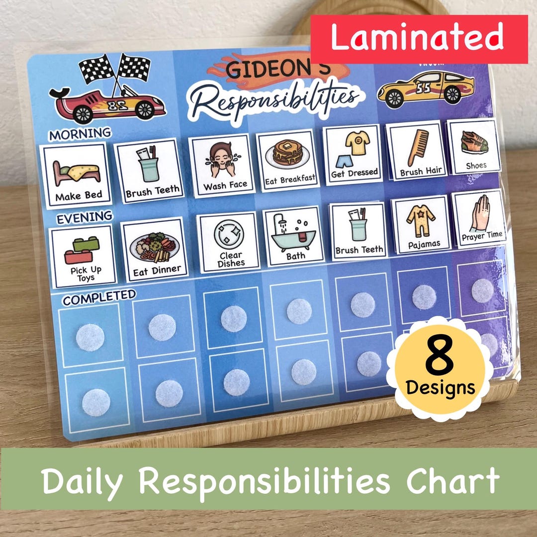 Laminated Kids' Routine Chart: Visual Schedule for Toddlers - Etsy