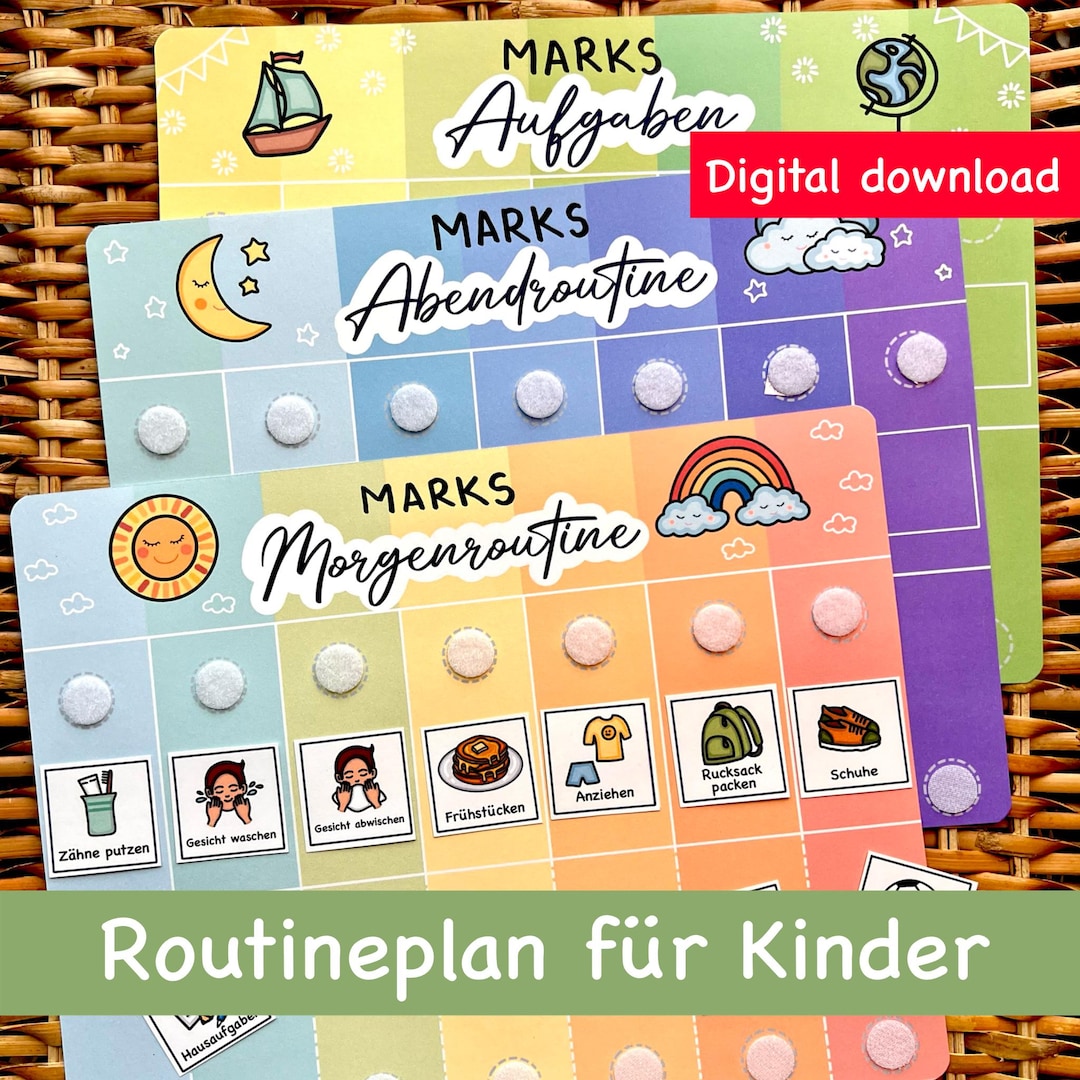 Morgen & Abendroutine Für Kinder, Routineplan Kinder, Täglicher ...