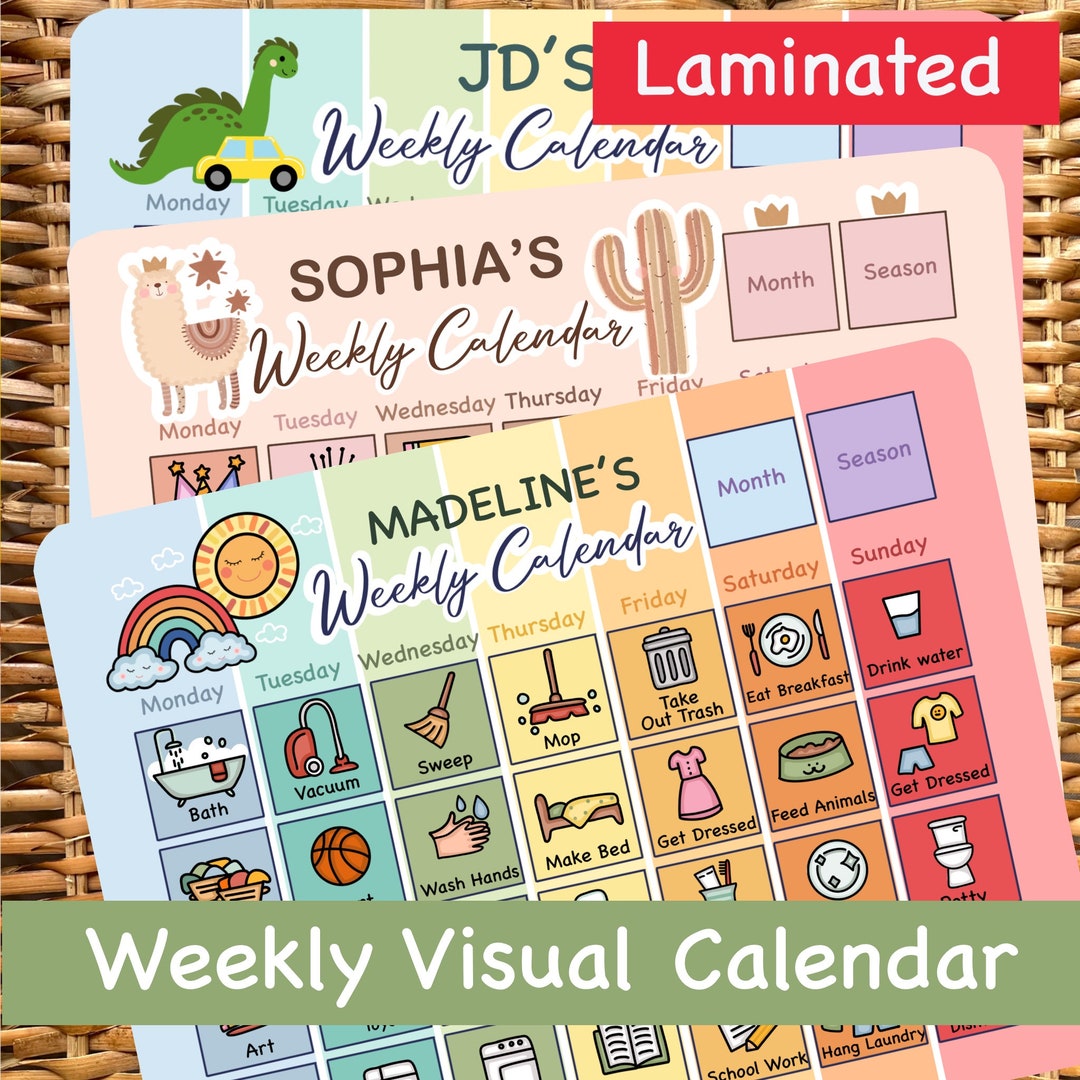 Weekly Visual Calendar for Kids, Routine Chart, Toddler Daily Routine ...