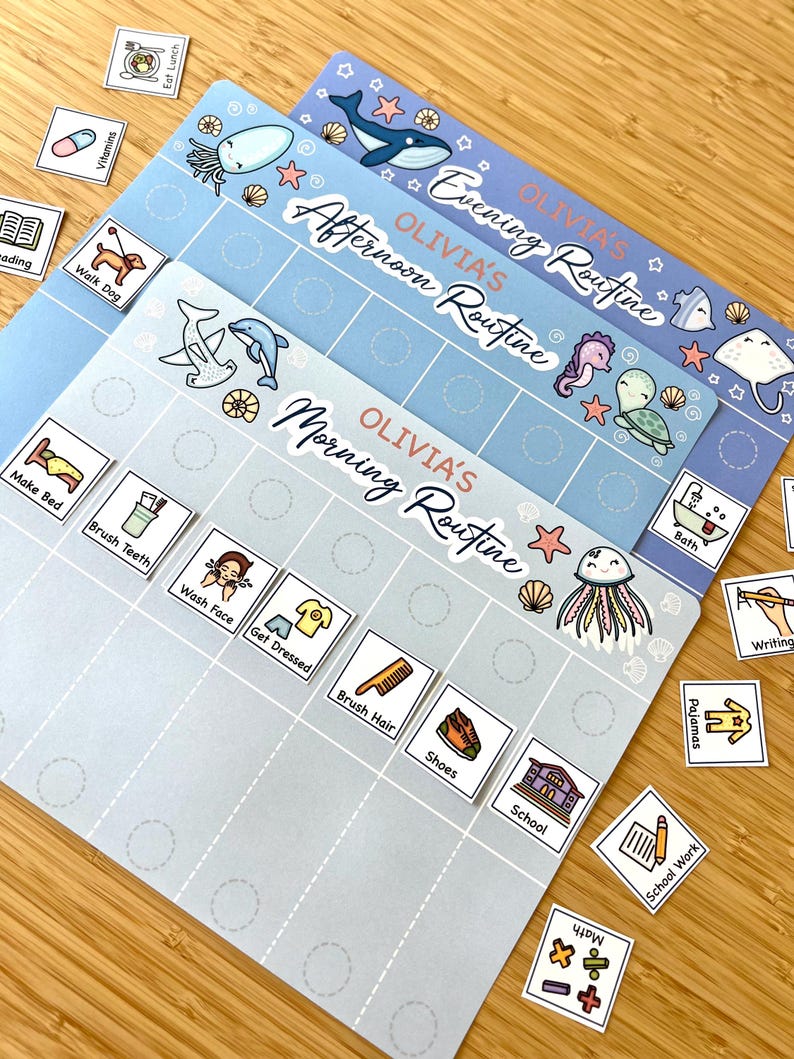 Kids Chore Chart Bundle: Reward Chart, Weekly Visual Calendar, Morning ...