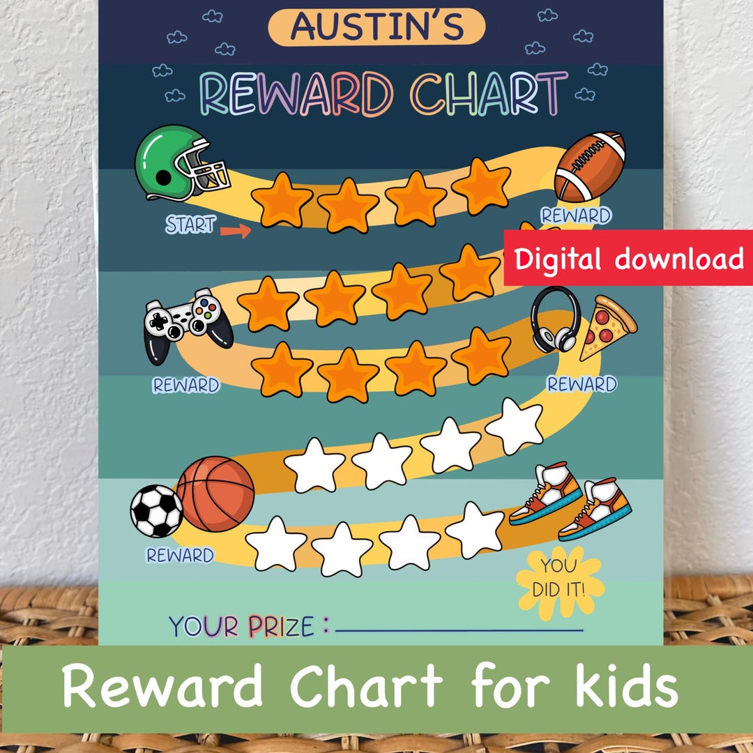 Printable Kids Reward Chart: Rainbow Theme, Goal Tracker (digital ...