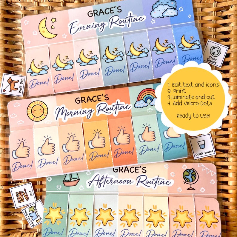 Editable Kids Routine Chart: Morning, Afternoon, Evening Visual ...