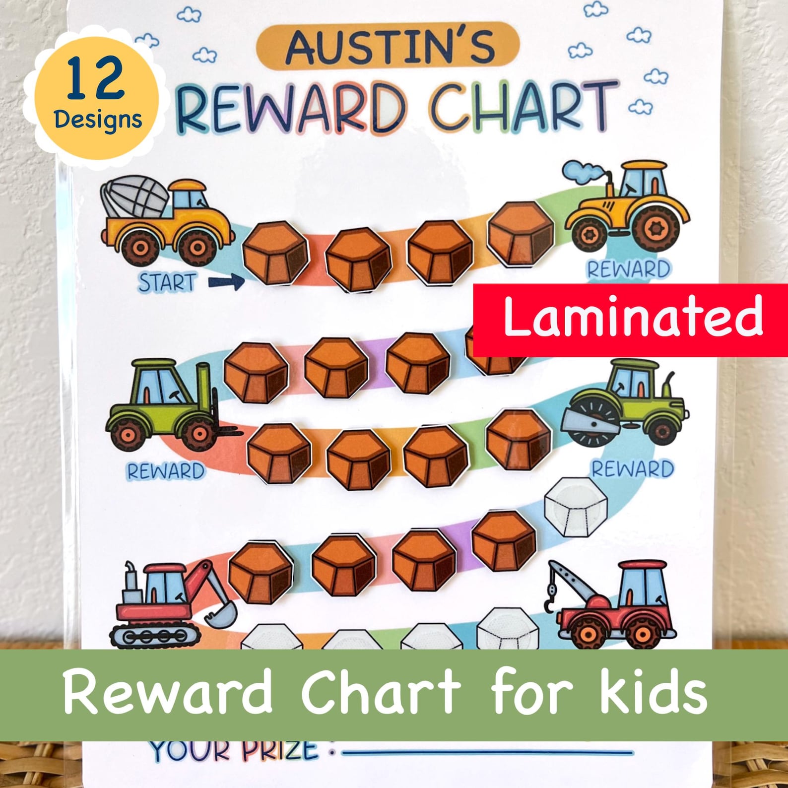 Personalized Kids Reward Chart: Laminated Chore & Goal Tracker - Etsy