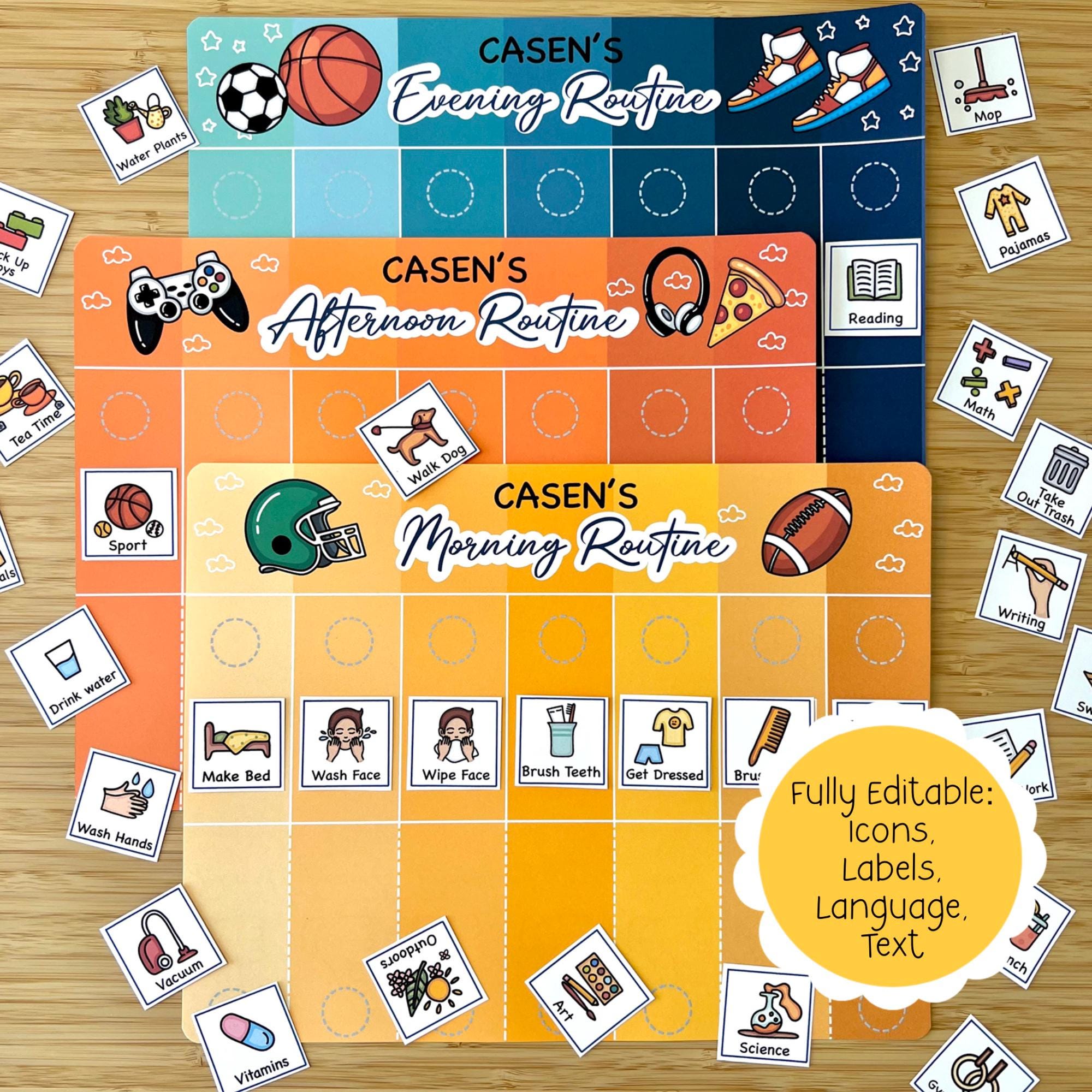 Editable Kids Routine Chart: Morning, Afternoon, Evening Visual ...