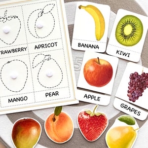 Fruits Toddler Busy Book Cards , Montessori Flashcards, Educational ...