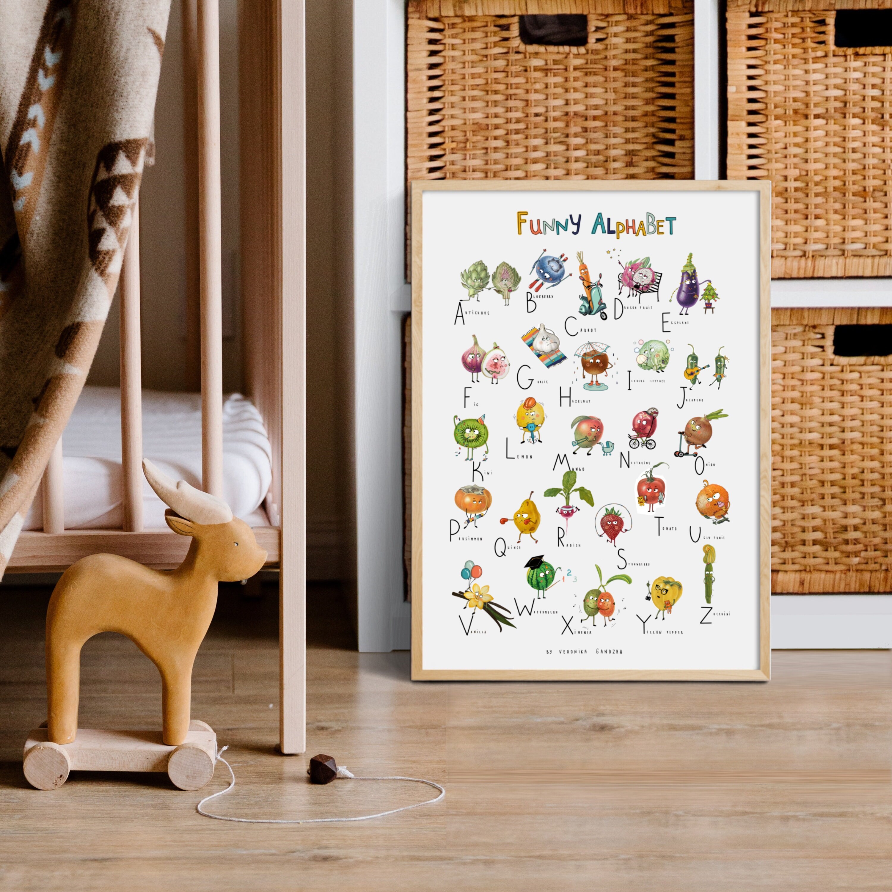 Hand-illustrated Alphabet Poster: Playroom Homeschool Decor - Etsy