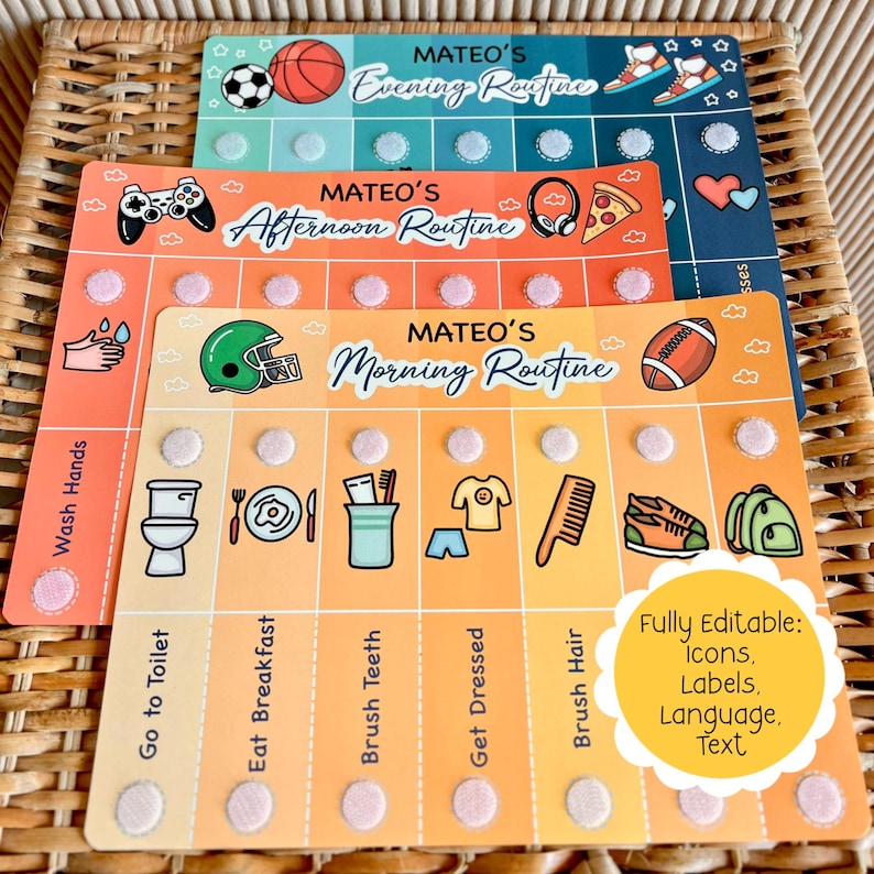 Editable Kids Routine Chart: Visual Schedule, Chores, Bedtime (digital ...