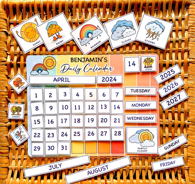 Daily Kids Calendar 2026, Homeschool Wall Calendar, Perpetual Calendar ...
