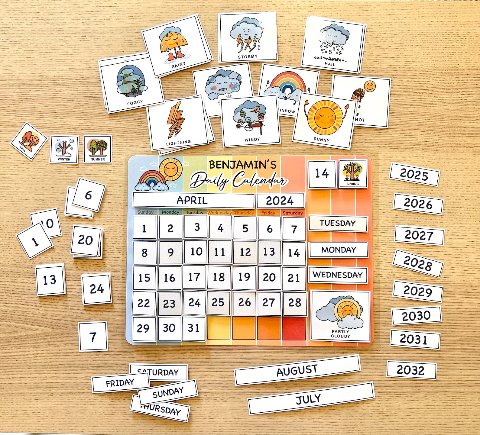 Daily Kids Calendar 2026, Homeschool Wall Calendar, Perpetual Calendar ...
