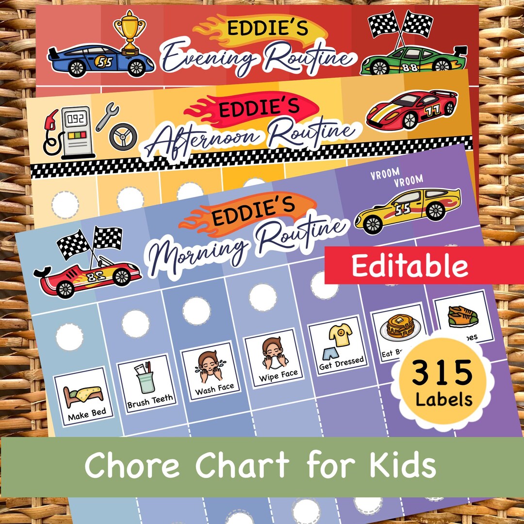 Editable Kids Routine Chart: Morning, Afternoon, Evening Visual ...
