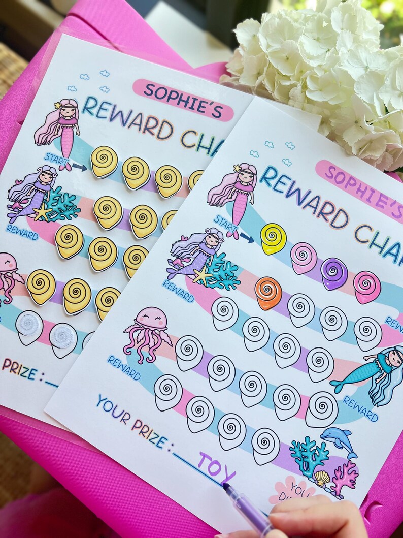 Mermaid Reward Chart for Kids: Toddler Chore & Behavior Tracker ...