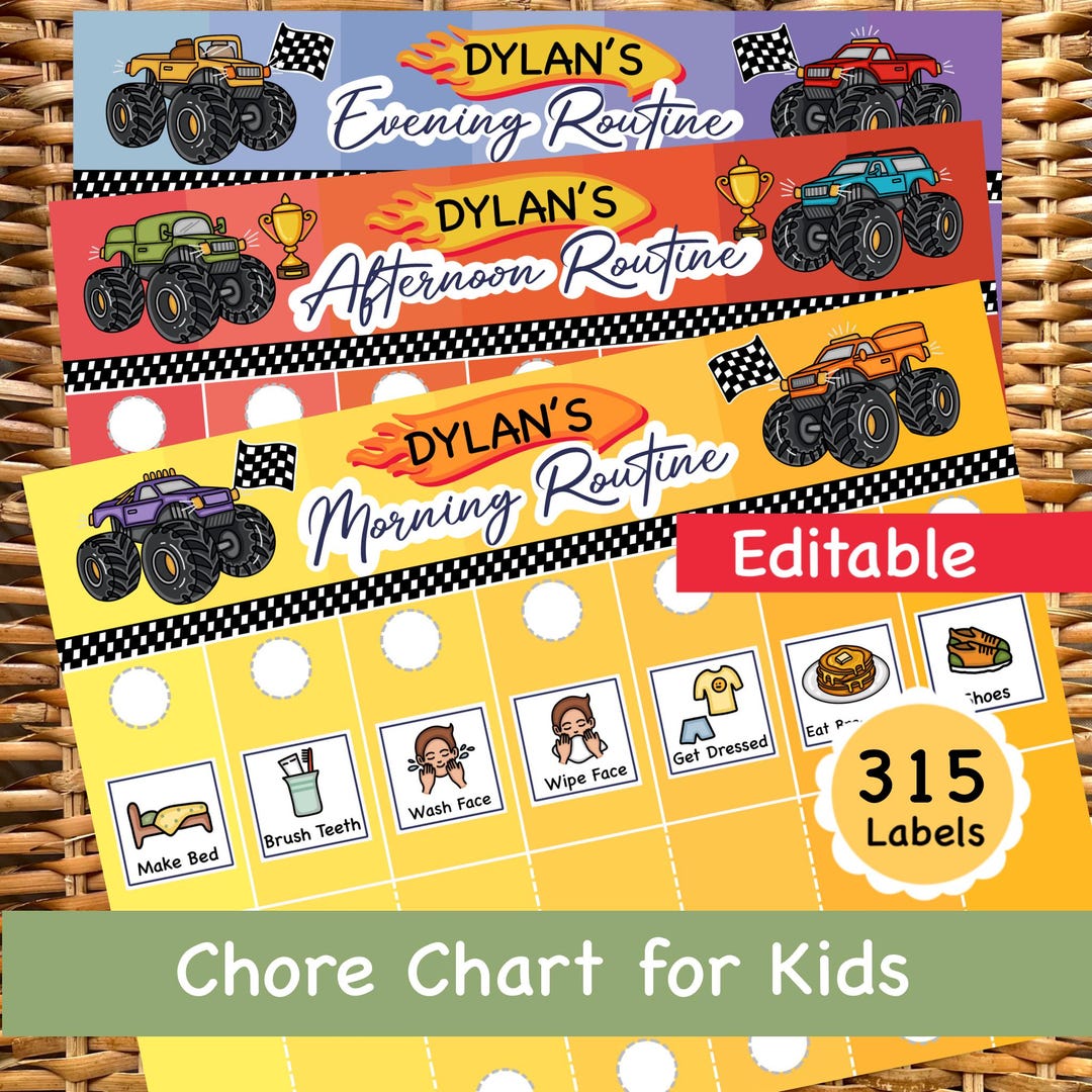 Editable Kids Routine Chart: Morning, Afternoon, Evening Visual ...