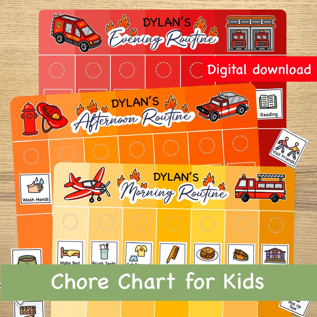 Kids' Daily Routine Chart: Visual Schedule, Chore Chart (digital ...