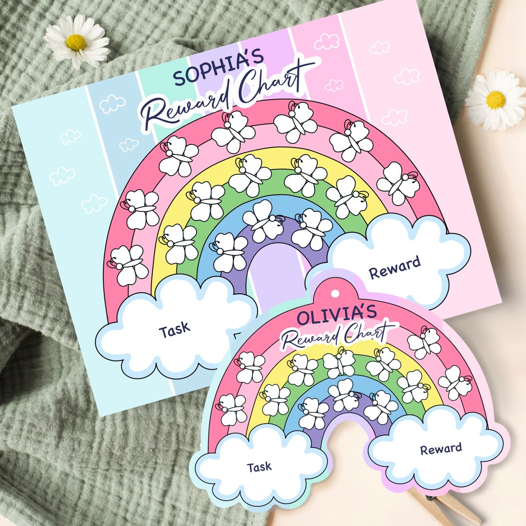 Reward Chart for Kids, Printable Rainbow Behavior Chart, Daily Chore ...