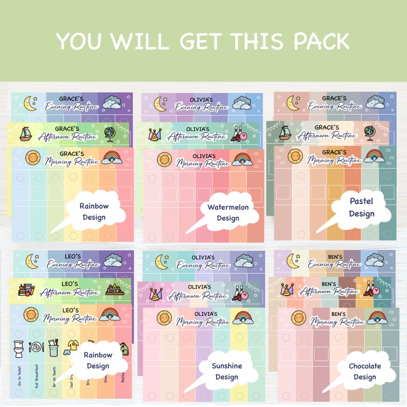 Chore Chart for Kids, Morning, Afternoon & Evening Routine Chart ...