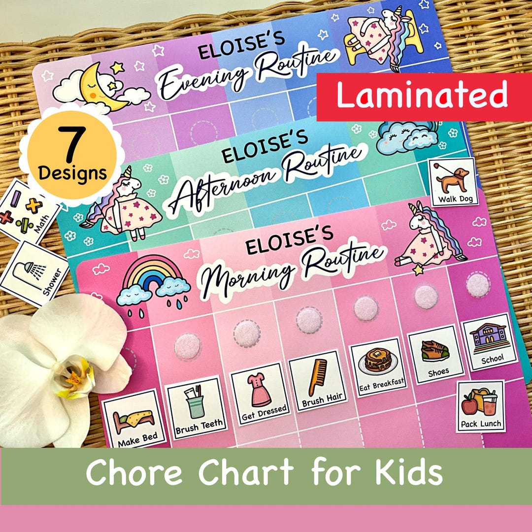Laminated Kids Routine Chart: Morning, Afternoon, Evening Chore Chart ...