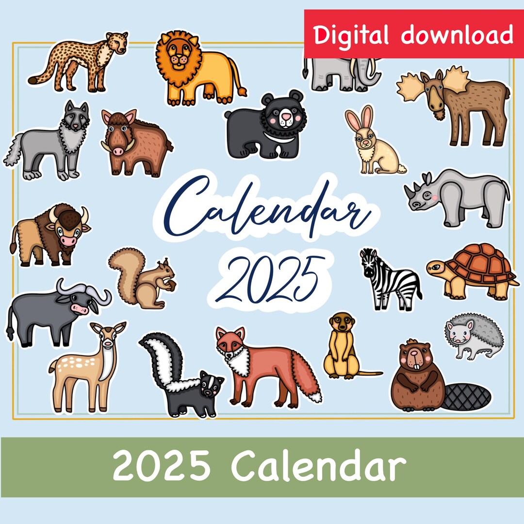 2025 Calendar Printable for Kids, Digital Planner, Wall Calendar ...
