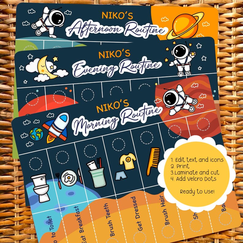 Editable Kids Routine Chart: Morning, Afternoon, Evening Visual ...