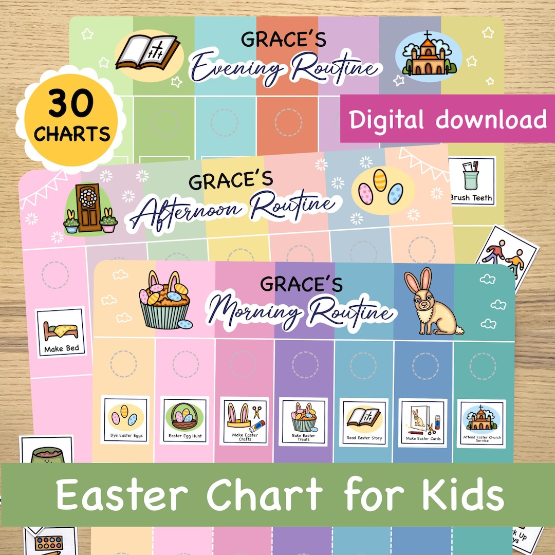 Easter Chore Chart for Kids: Daily Routine Visual Schedule (digital ...