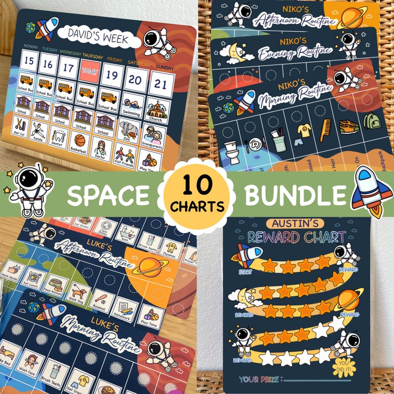 Kids Chore Chart Bundle: Daily Routine, Visual Schedule (digital ...