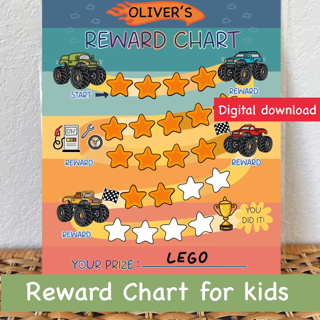 Trucks Reward Chart for Kids: Printable Behavior Tracker (digital ...