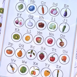 Printable Alphabet Game: Beginning Sounds, Fruits & Vegetables (digital ...