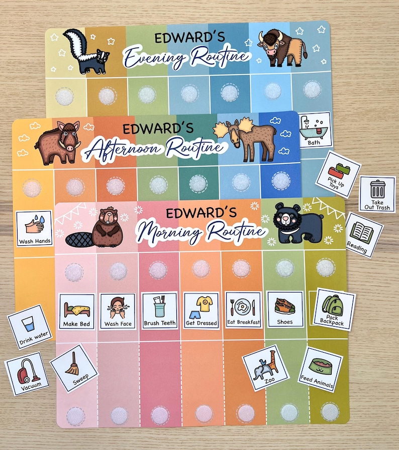 Laminated Kids Routine Chart, Daily Visual Schedule, Montessori Chore ...