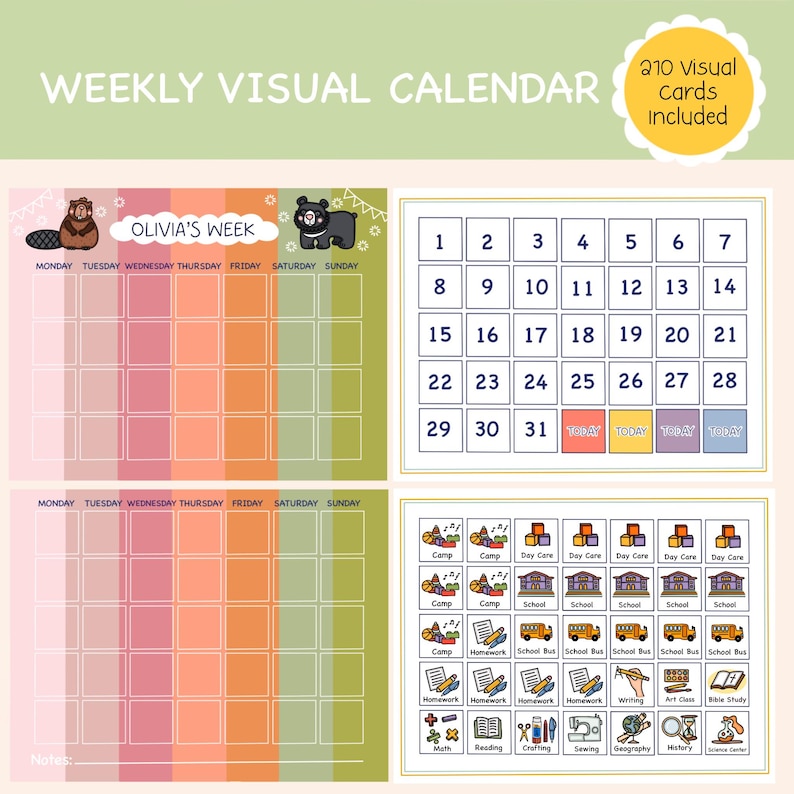 Kids Weekly Visual Calendar - Etsy