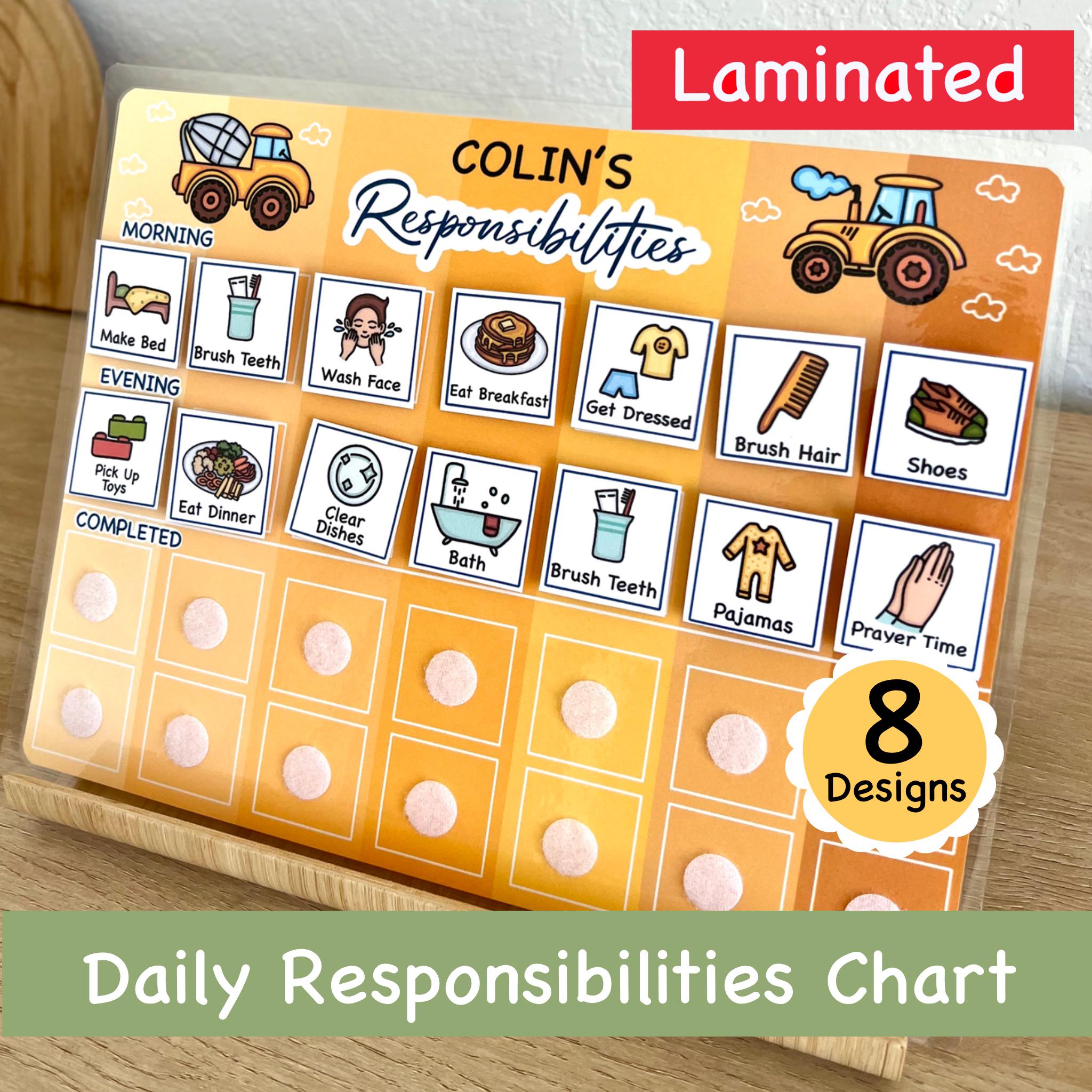 Laminated Kids Routine Chart: Daily Visual Schedule & Chore Chart - Etsy