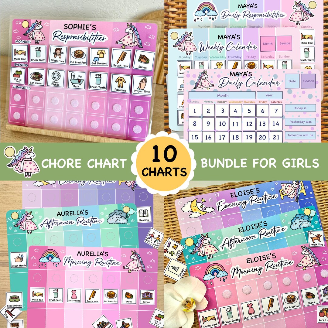 Chore Chart for Kids, Morning, Afternoon & Evening Routine Chart ...