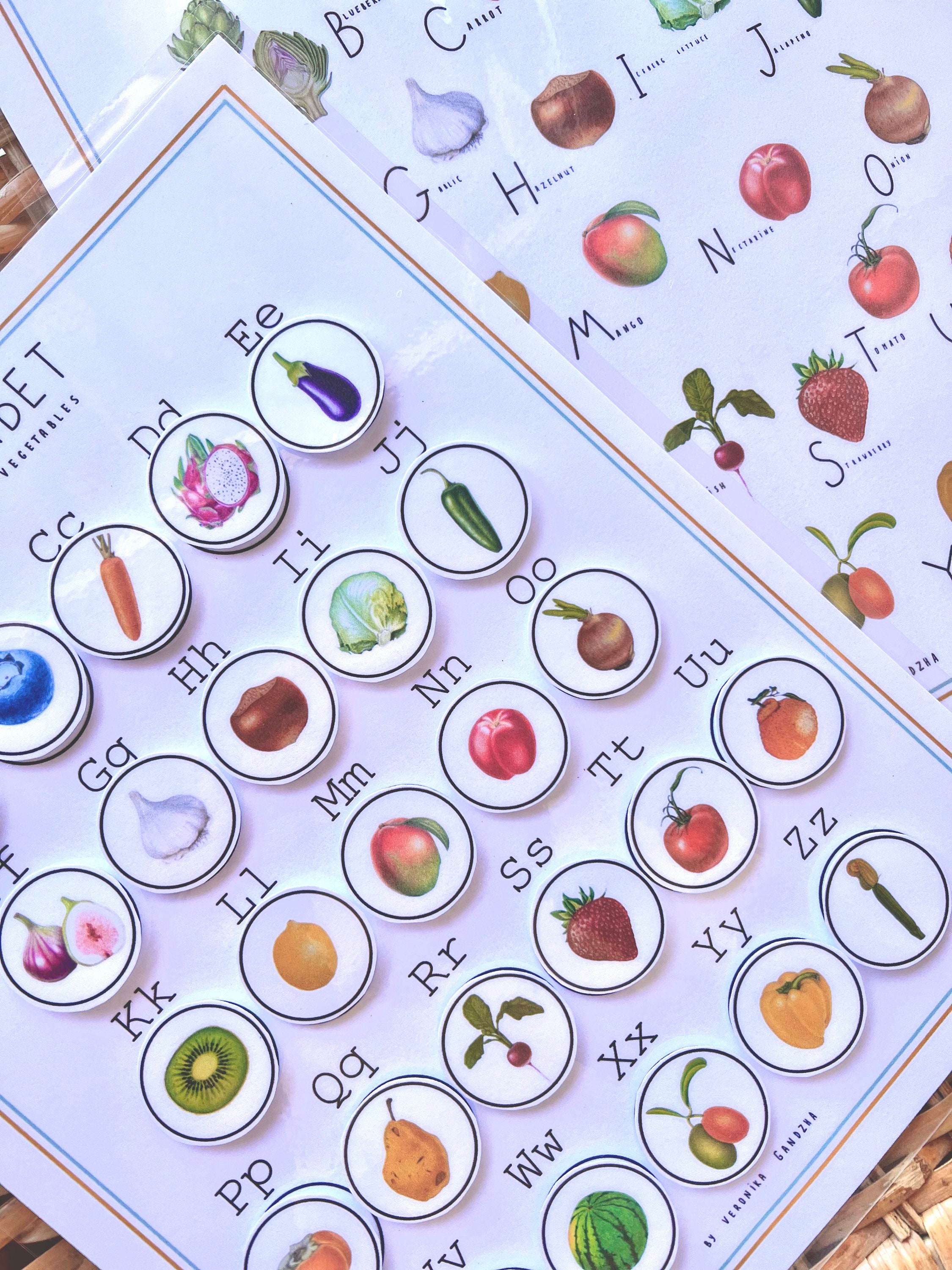 Printable Alphabet Game: Beginning Sounds, Fruits & Vegetables (digital ...