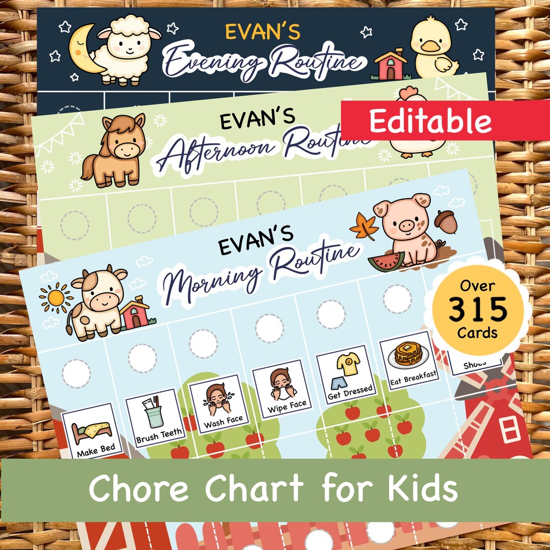 Editable Kids Routine Chart: Morning, Afternoon, Evening Visual ...