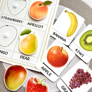 Fruits Toddler Busy Book Cards , Montessori Flashcards, Educational ...