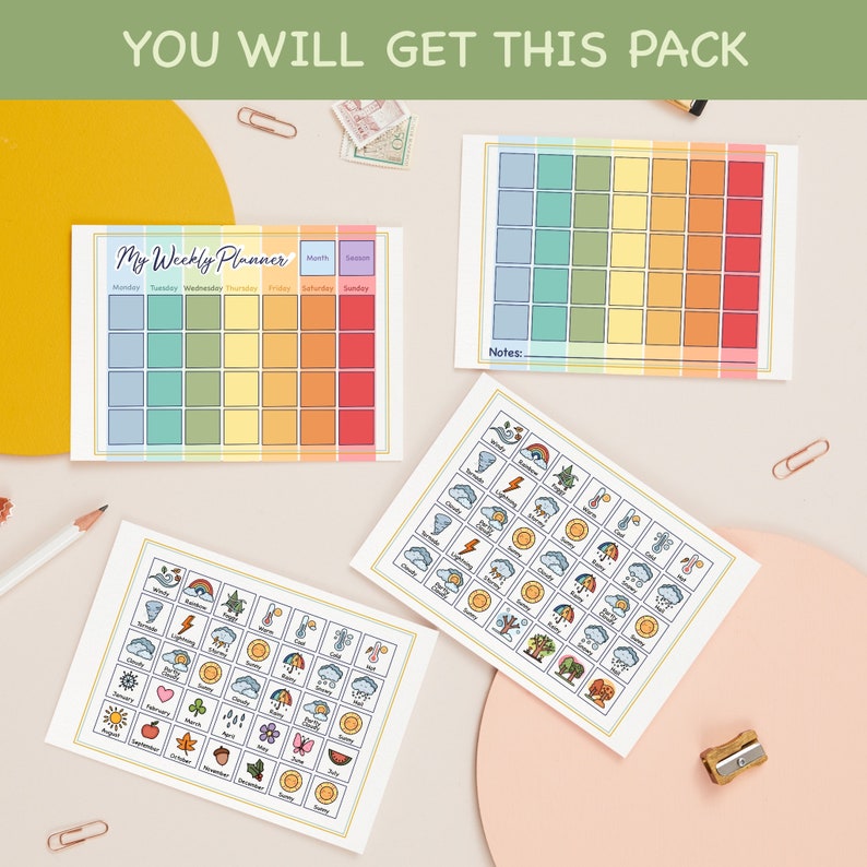 Laminated Kids Weekly Calendar: Visual Routine Chart - Etsy
