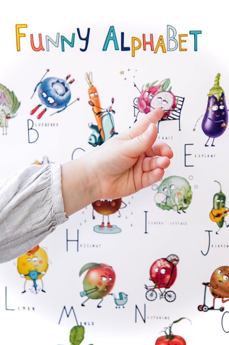 Hand-illustrated Alphabet Poster: Playroom Homeschool Decor - Etsy
