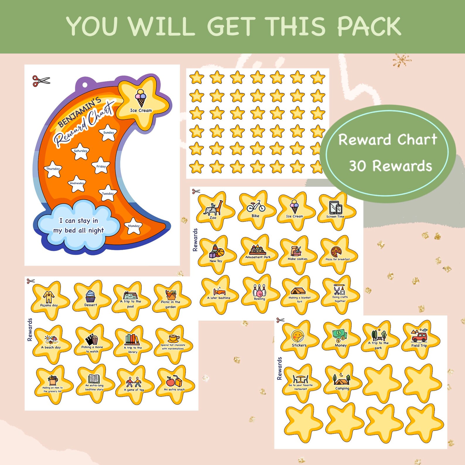 Laminated Bedtime Reward Chart for Kids: Daily Chore Chart - Etsy