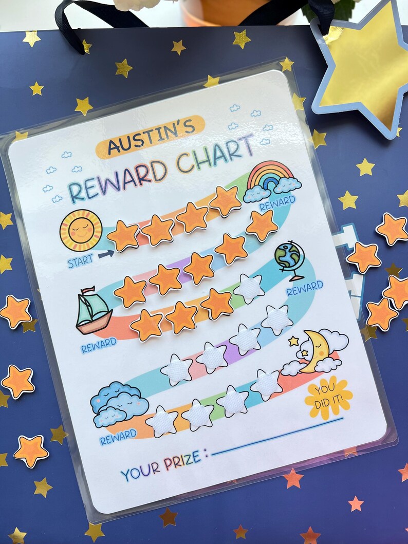 Personalized Kids Reward Chart: Laminated Chore & Goal Tracker - Etsy