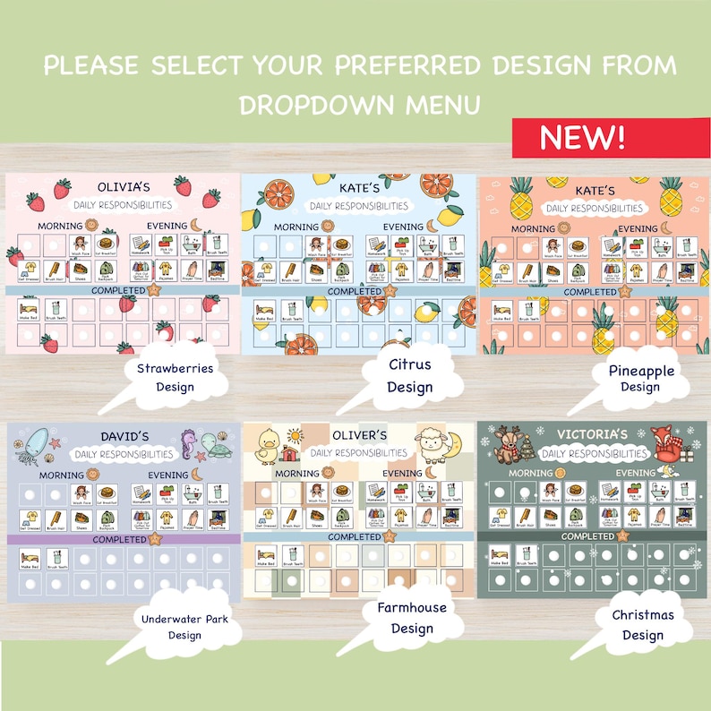 Laminated Kids Chore Chart, Kids Daily Responsibilities Chart, Morning ...