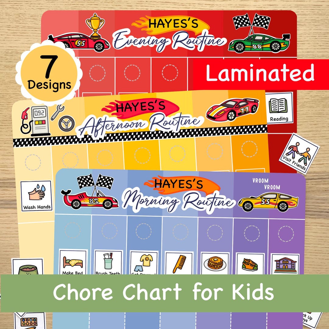 Laminated Kids Routine Chart: Morning, Afternoon, Evening Chore Chart ...