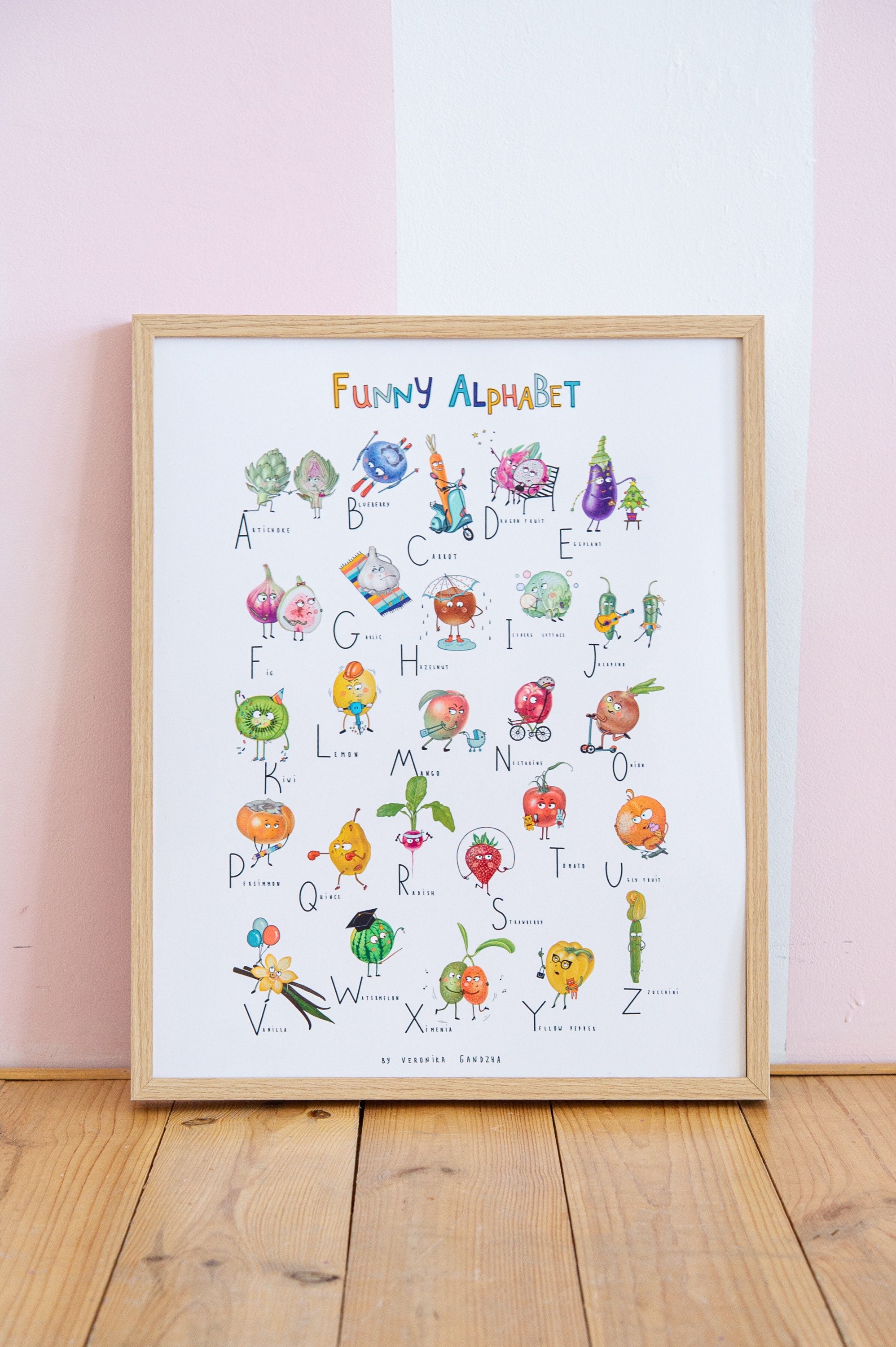 Hand-illustrated Alphabet Poster: Playroom Homeschool Decor - Etsy
