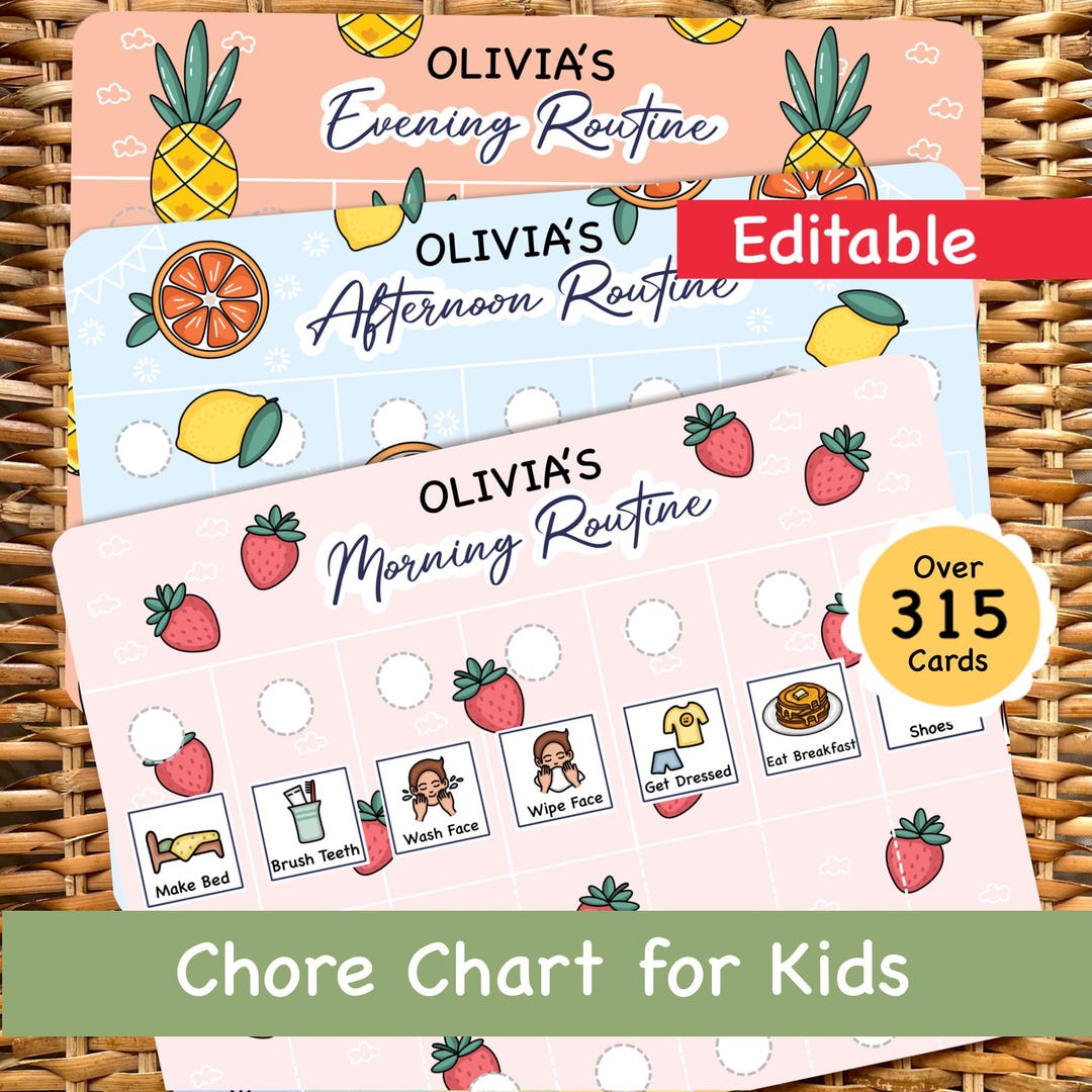 Editable Kids Routine Chart: Morning, Afternoon, Evening Visual ...