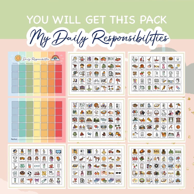 Kids Chore Chart Bundle: Daily Routine Visual Schedule (digital ...