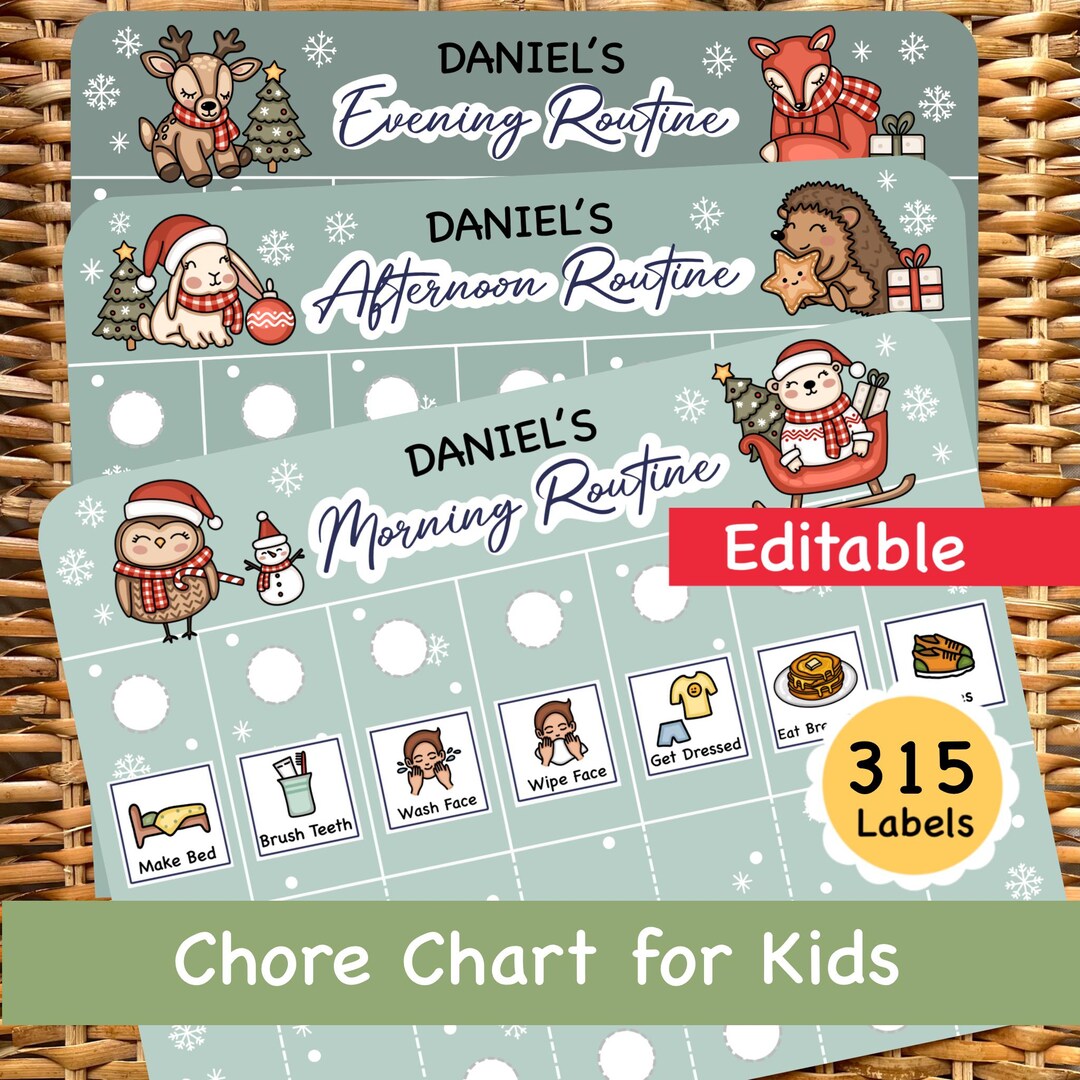 Editable Christmas Kids Routine Chart: Morning, Afternoon, Evening ...