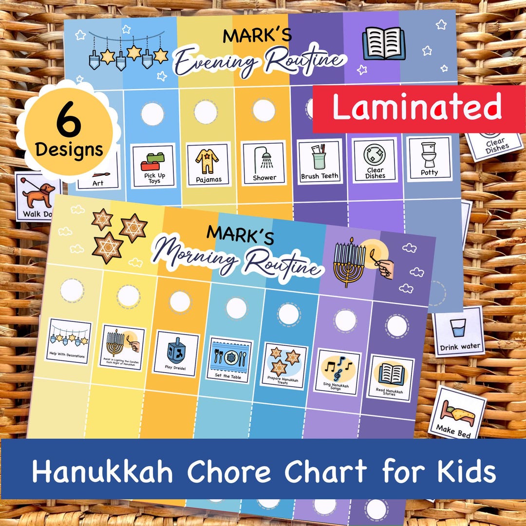 Chore Chart Hanukkah Routine Kids, Planning Toddler Bedtime Routine ...