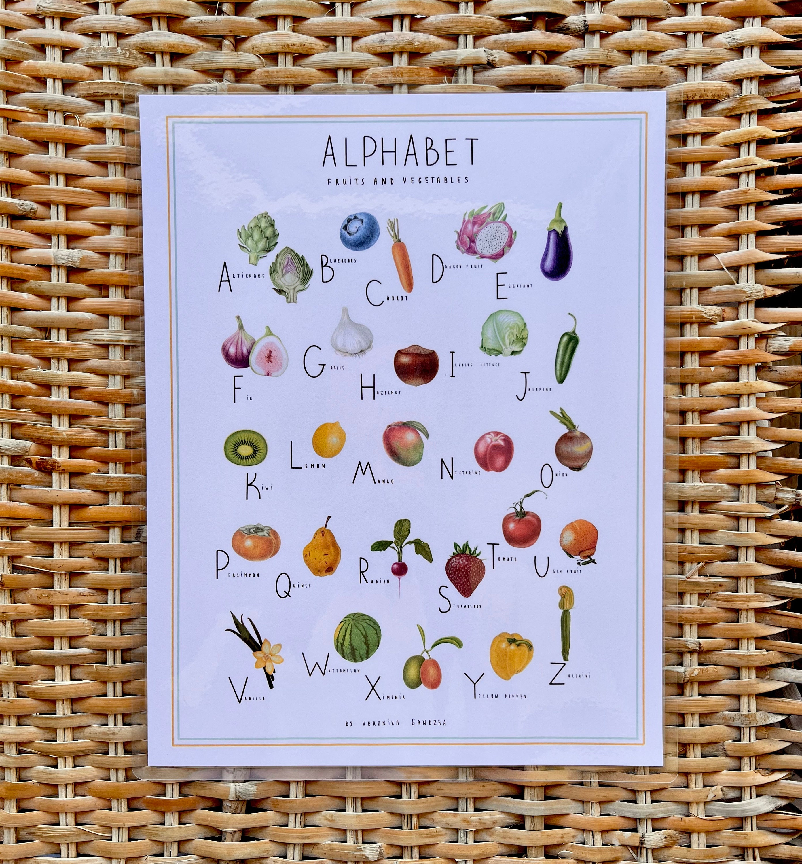 Printable Alphabet Game: Beginning Sounds, Fruits & Vegetables (digital ...