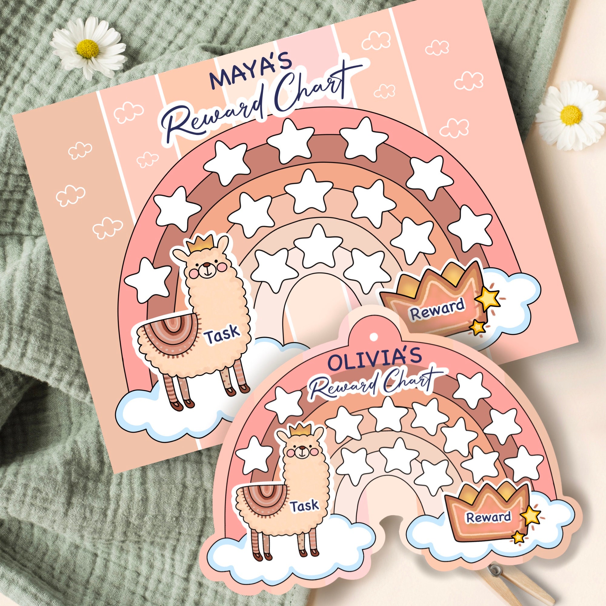 Rainbow Llama Reward Chart: Kids Chore & Behavior Tracker (digital ...