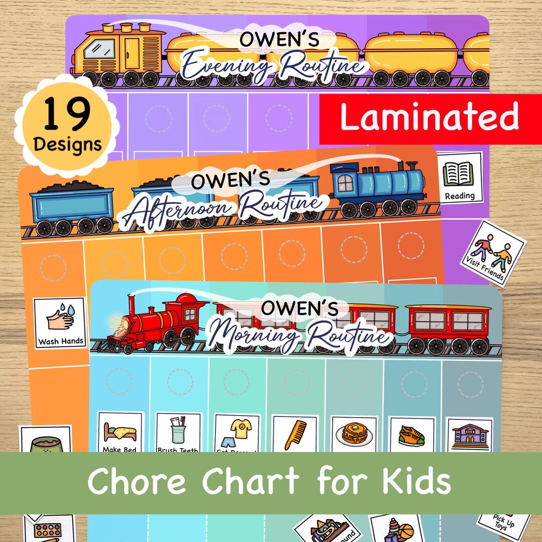 Personalized Laminated Kids Routine Chart: Visual Schedule, Chore Chart ...