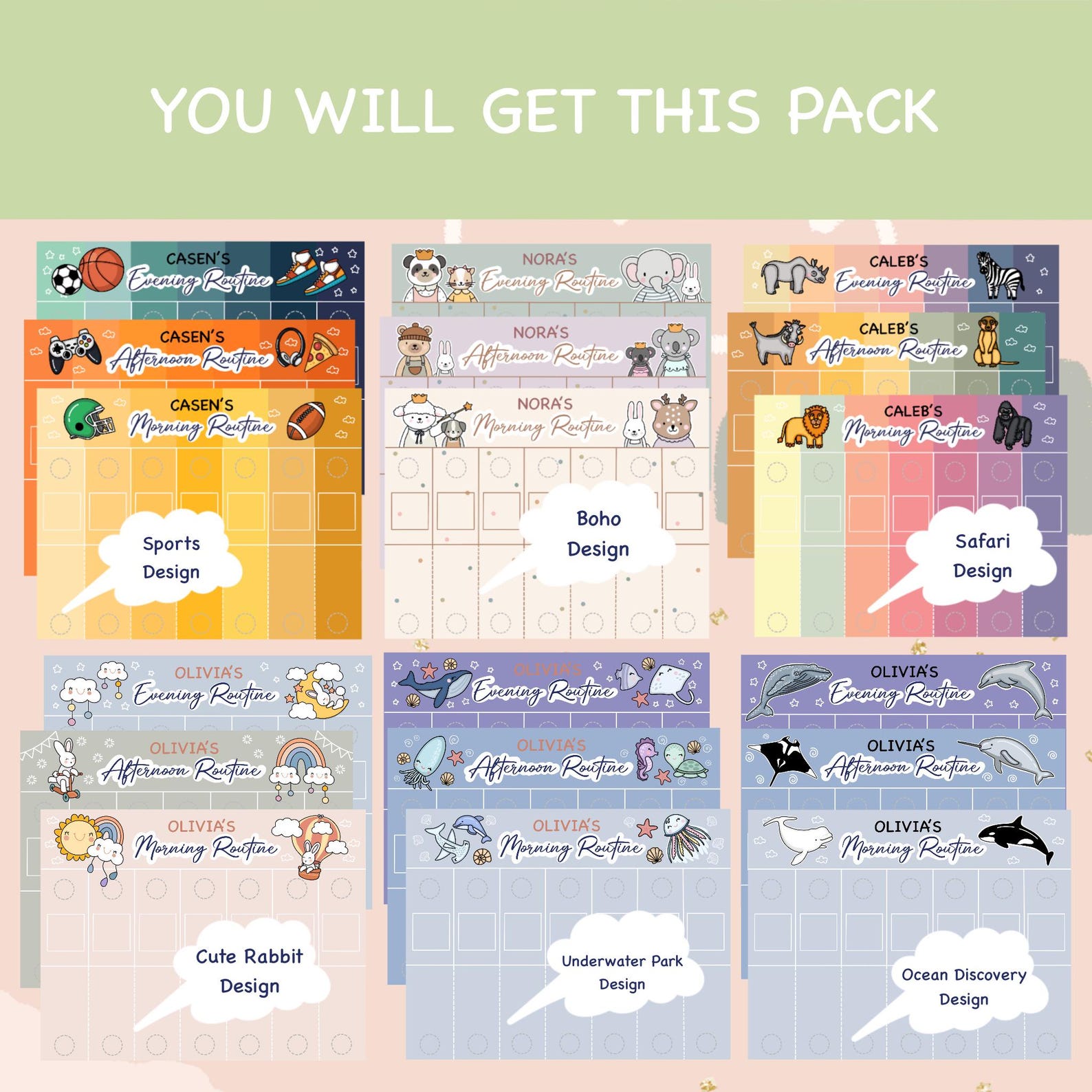 Personalized Kids Routine Chart: Visual Schedule, Chore Chart ...
