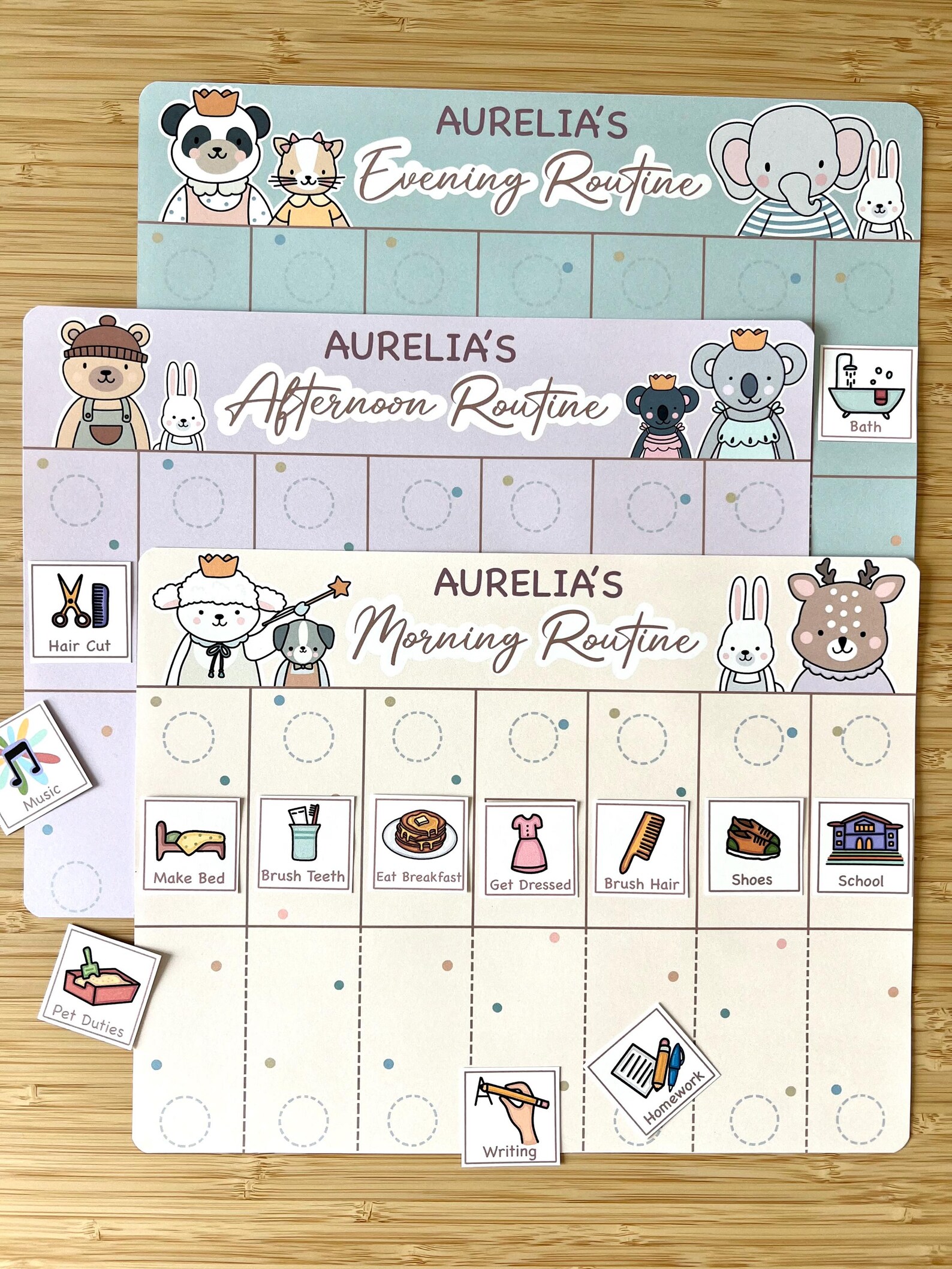 Boho Kids Routine Chart: Laminated Visual Schedule, Chore Chart for ...